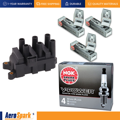 Ignition Coil & 6 NGK Spark Plugs for 2001-2006 Ford Taurus 3.0L V6 ...