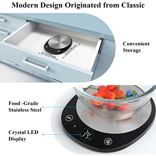 22lb Digital Food Scale Grams and Ounces in 1g, High Precision Assured ...
