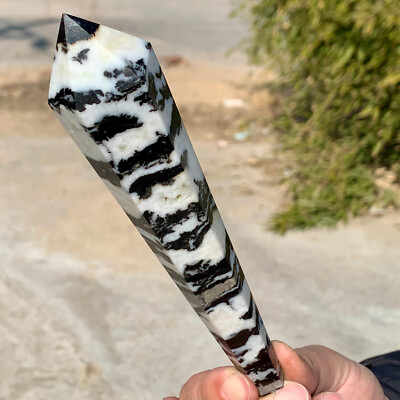 189G Natural Zebra Stripe Column Magic Wand Square Pointed Stele Point ...