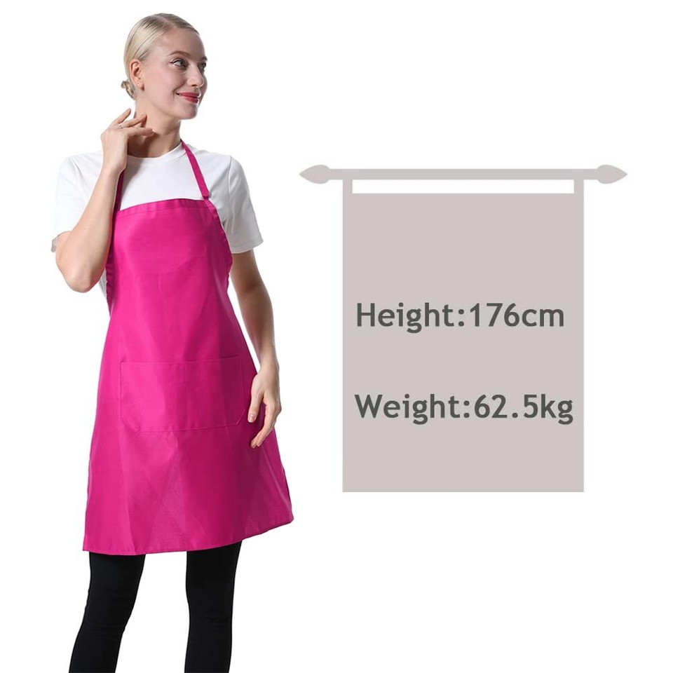 12 Pcs Bib Bulk Hot Pink Aprons for Women Men Adult Girls Unisex with 2 ...
