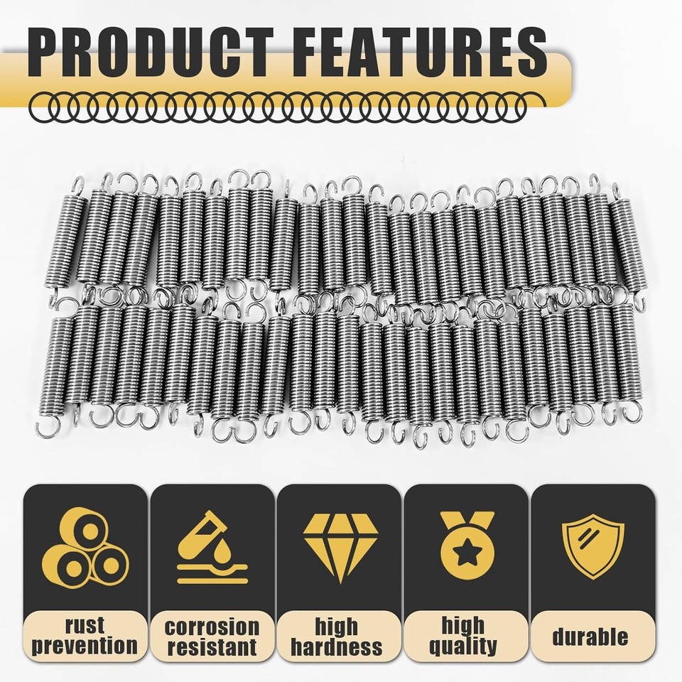 50PCS Extension Spring - Stainless Steel Extension Springs with Hook ...
