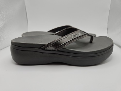 Vionic High Tide II Women's Platform Pewter Orthotic Flip Flop Sandal ...