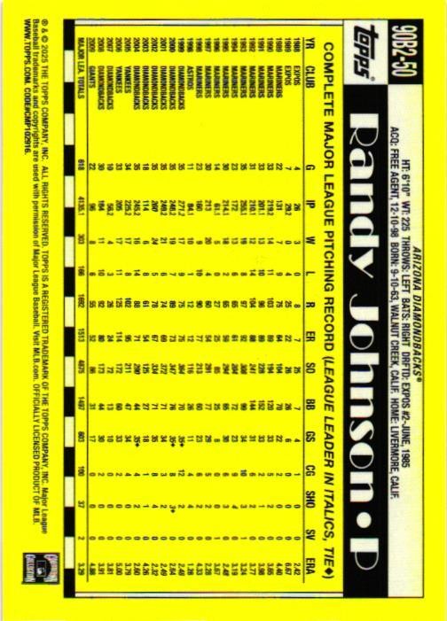 2025 Topps #90B2-50 Randy Johnson 1990 Topps Baseball 35th Anniversary ...
