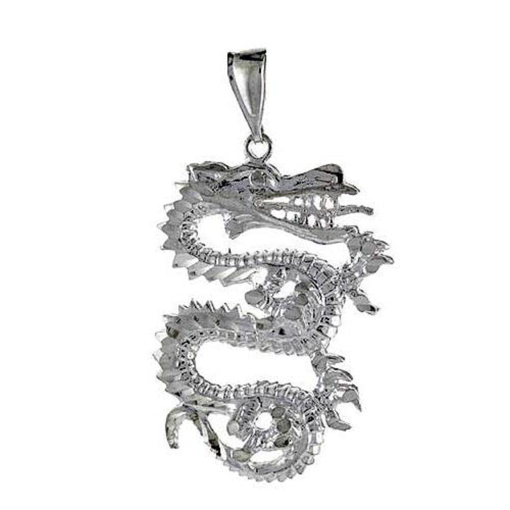 Sterling Silver Dragon Large Pendant / Charm, Italian Box Chain | eBay