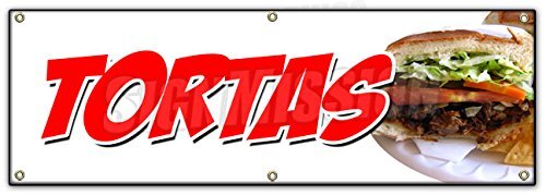 72" TORTAS Banner Sign flatbread Sweet Cake Mexican Mexico Sandwich ...