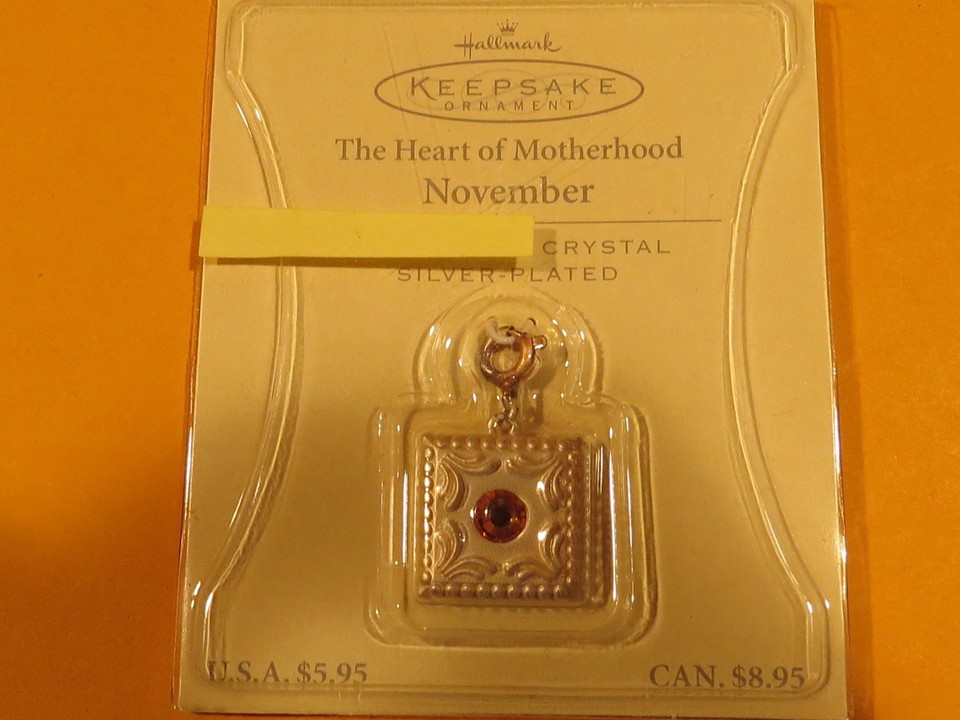 NEW Hallmark Keepsake silver plated NOVEMBER Charm Pendent SWAROVSKI ...