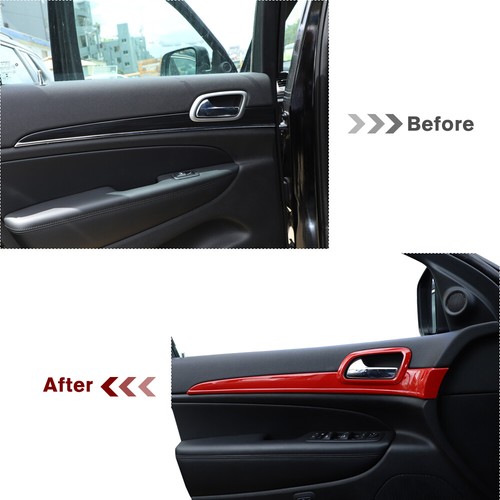 4pcs For Jeep Grand Cherokee 2011-2020 Red Interior Door Handle Trim ...