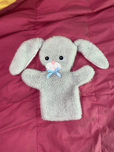 Vintage Bunny Rabbit Hand Puppet Gray Plush Easter Estate Sale Baby ...