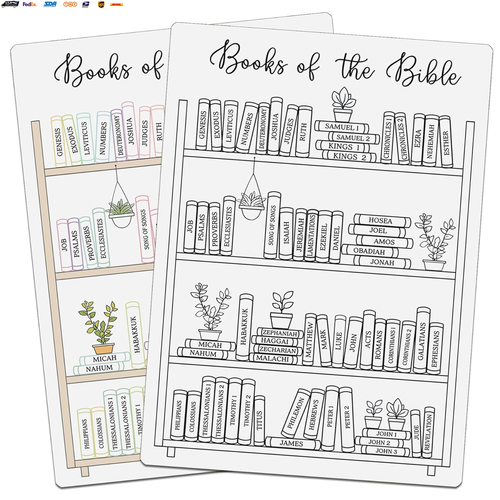 4 X Books of the Bible Book Shelf Tracker Dashboard Sticker, Bible ...