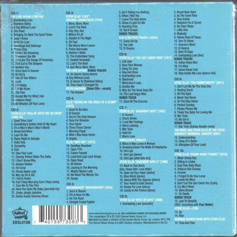Steve Ellis Finchley Boy CD box set Europe Edsel 2022 10 CD set ...