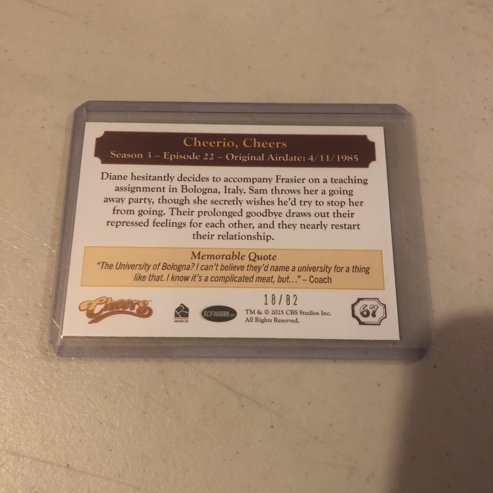 2025 Cheers Premier Edition Gold Bordered #67 Cheerio, Cheers Serial ...