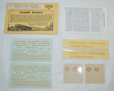 O Scale Champ Decals P-55D Grand Trunk Western Std. Passenger Car Dulux ...