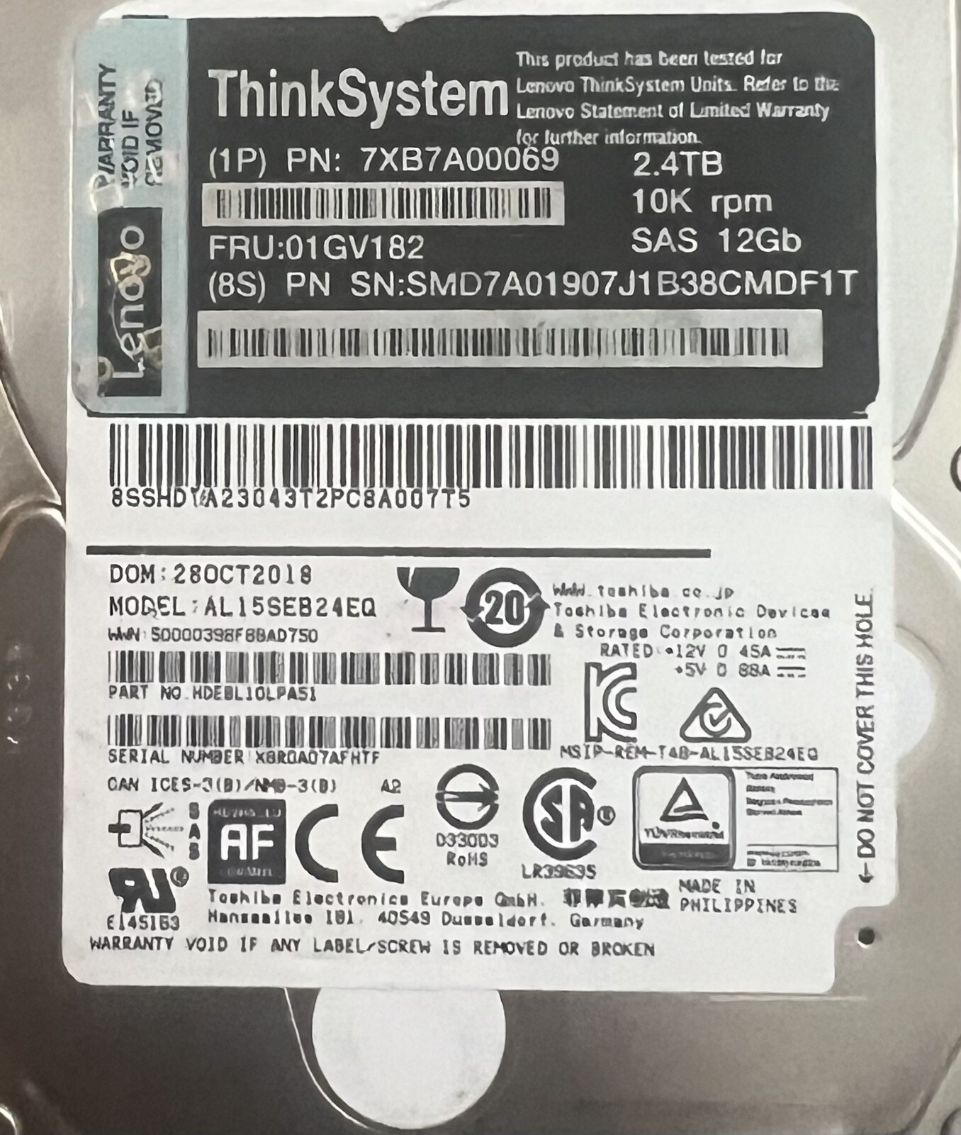 Lenovo 7XB7A00069 01GV182 ThinkSystem 2.5" 2.4TB 10K SAS 12Gb Hot Swap 512e HDD | eBay