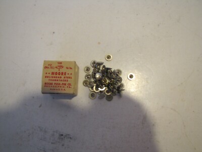 VTG MOORE SOLIDHEAD STEEL THUMBTACKS NO 2 NO 51 3/8" USA 51 TACKS BOX ...
