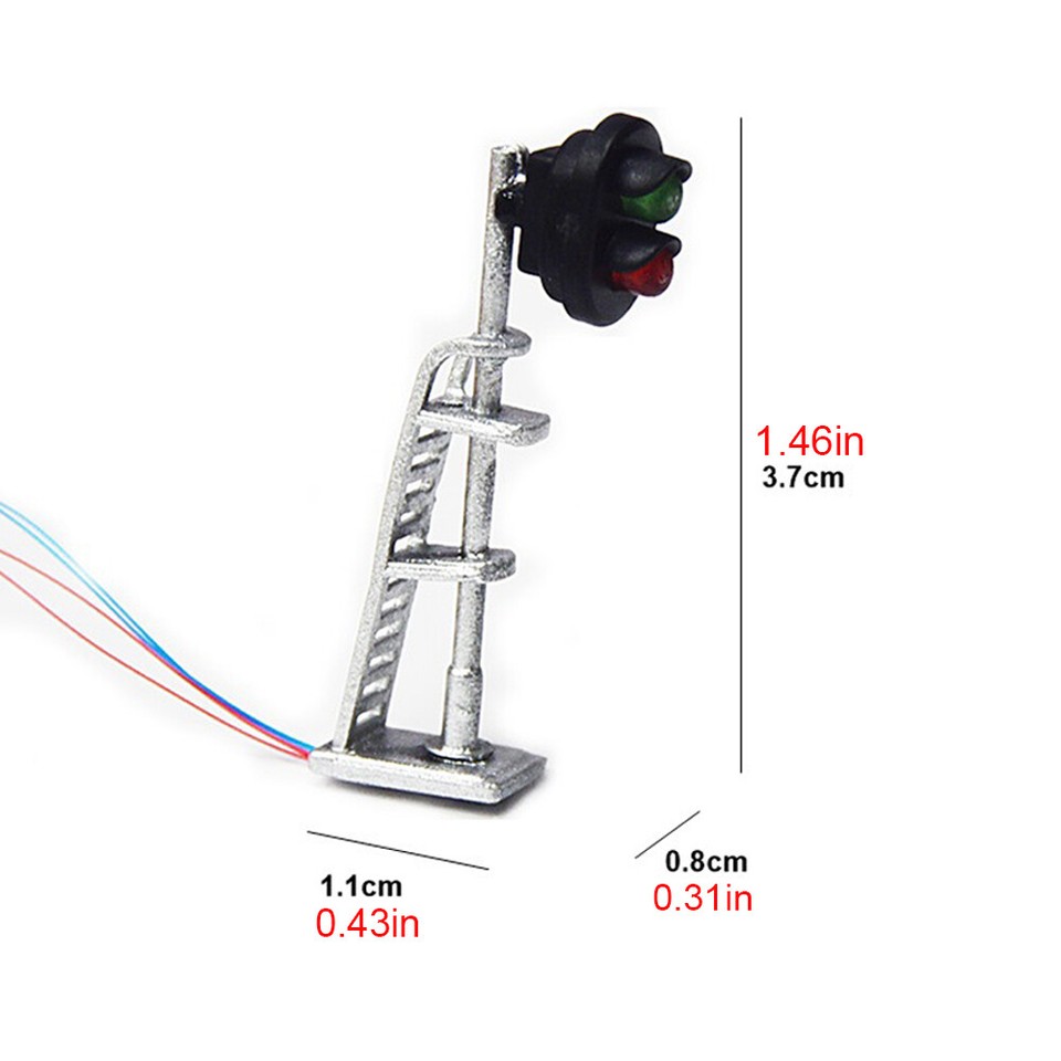 3pcs Model Trains HO Scale 1:87 Block Track Signals 2-LEDs Green Red ...