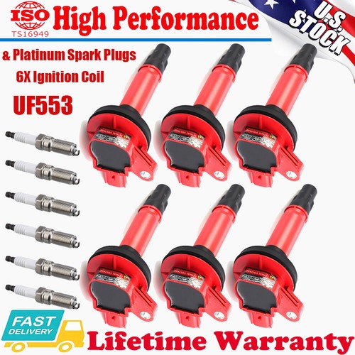 6X Ignition Coil UF553 & Platinum Spark Plug For 2010 2011 - 2014 Ford ...