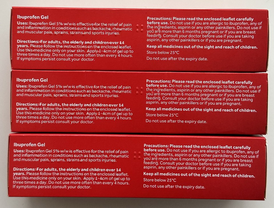3 x Iboprofen Gel 50g-Fast Pain&Swelling Relief-Back-Muscular-Rheumatic ...