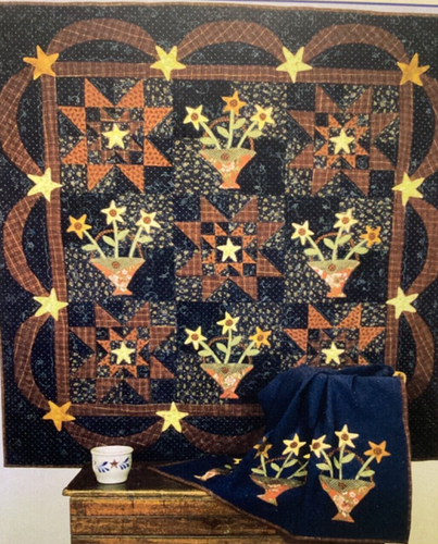 PATTERN Primitive “Basket of Hope” Star Block & Flower Vase Quilt NEW ...
