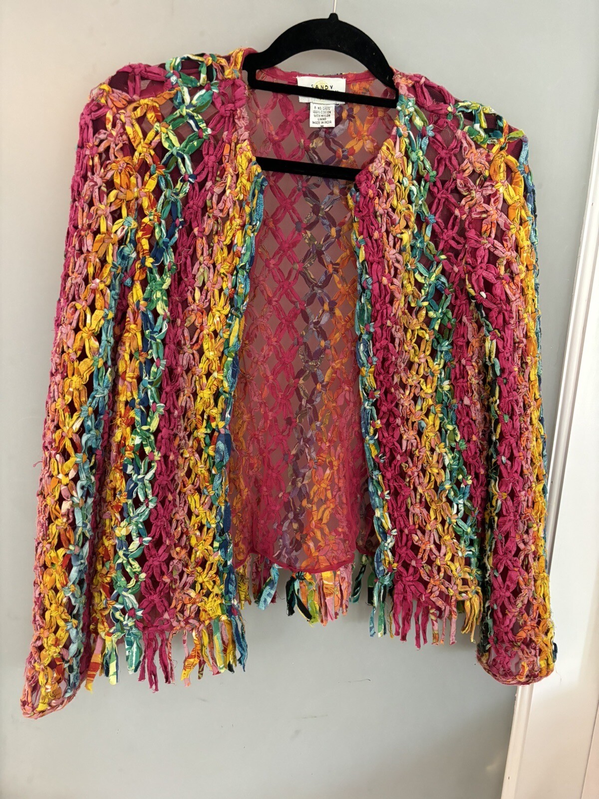 Vintage SANDY STARKMAN Size M Rainbow Woven Sweater J… - Gem