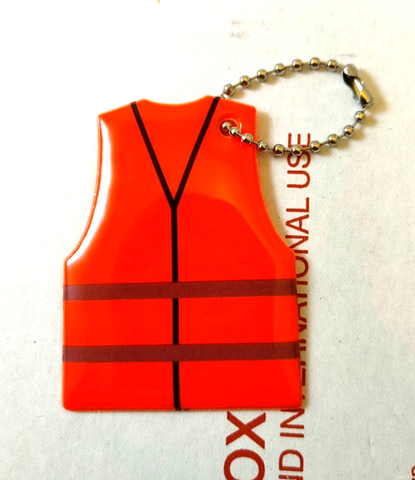 Orange High-Visibility Reflective Safety Vest Keychain Key Chain ...