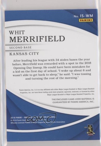 2018 Panini Immaculate Collection - Immaculate Swatches Whit Merrifield ...