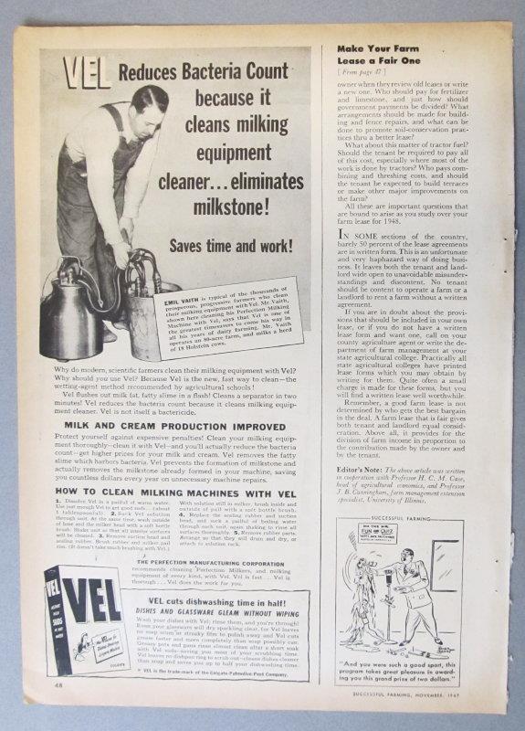 Dated Original 1947 VEL Soap Ad Photo Endorsed by Dairy Farmer Elmer ...