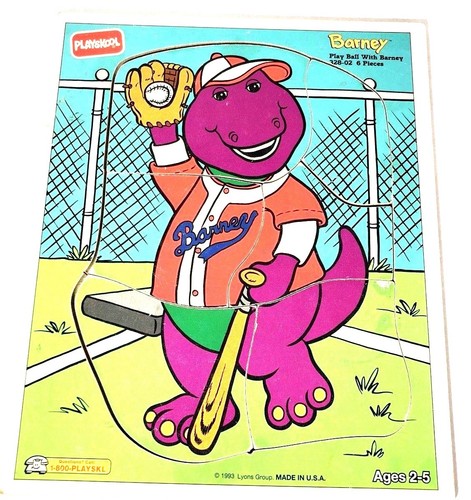 1993 PLAYSKOOL WOODEN PUZZLE PLAY BALL WITH BARNEY 6 PIECES DINOSAUR | eBay