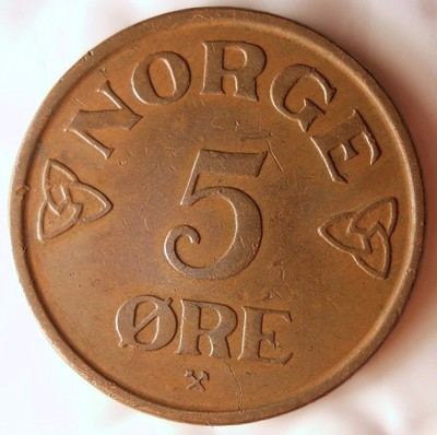1957 NORWAY 5 ORE - Excellent Coin - FREE SHIPPING - Norway Bin #4 | eBay