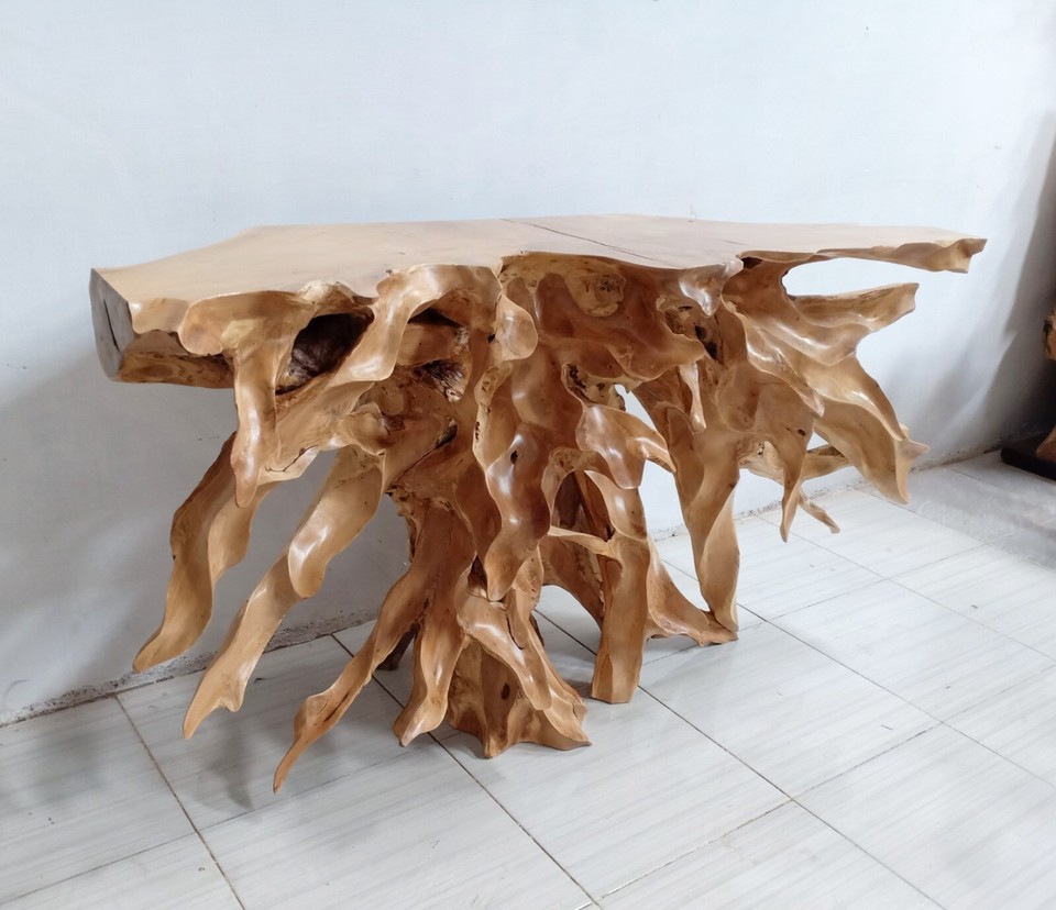 FREE SHIPPING - 63" Carved Console Table Teak Root wood, One-of-a-kind ...