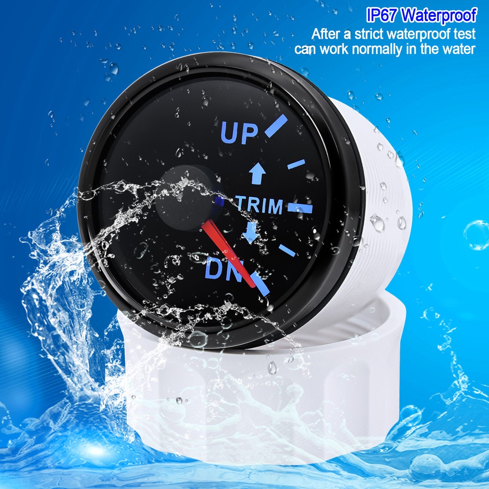 52mm Boat Trim Gauge 0-190ohms 7 Color Marine Trim Tilt Indicator Up ...