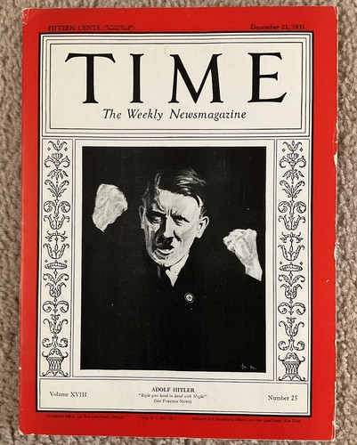 Time Magazine from December 21, 1931 Adolf Hitler | eBay