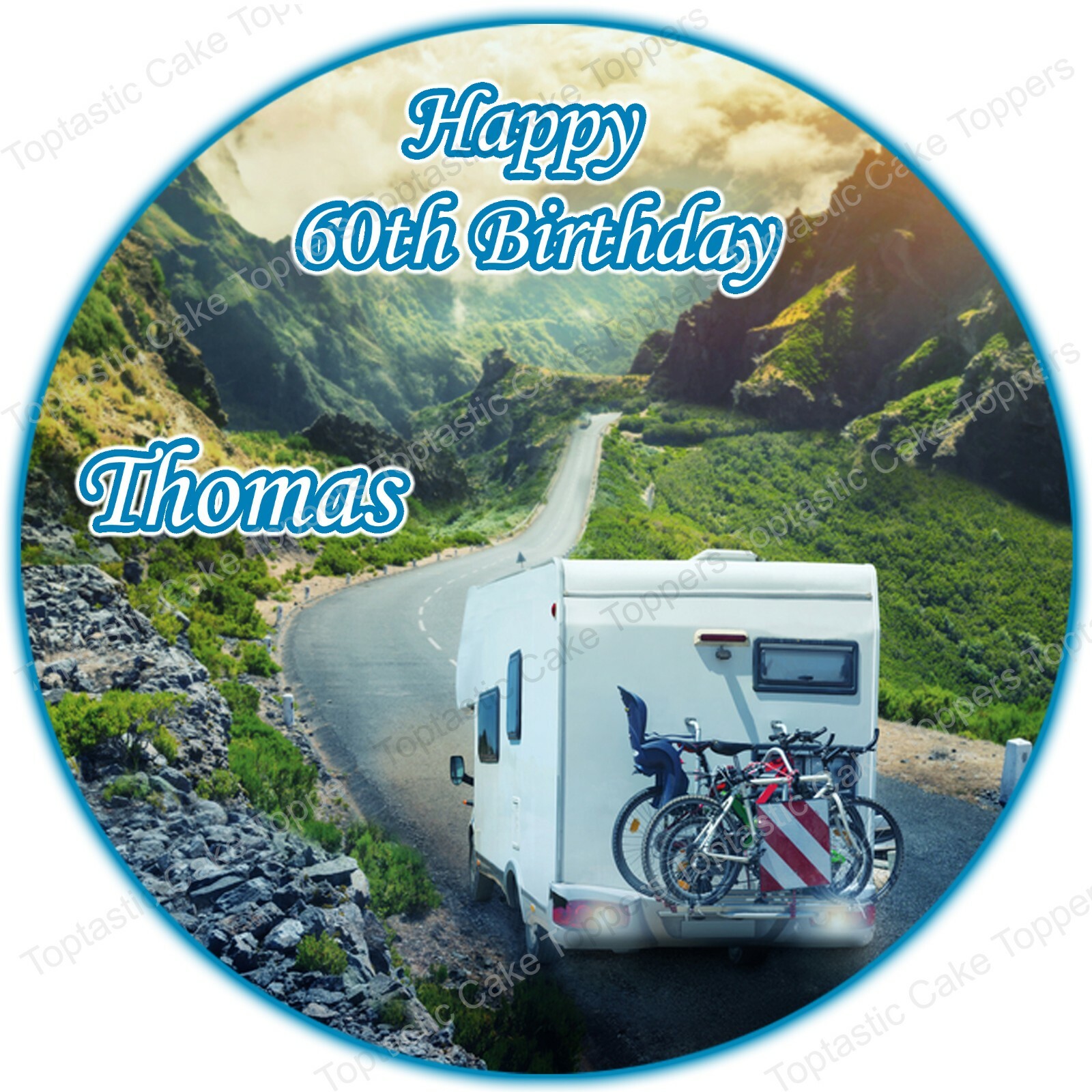 Personalised Motorhome Caravan Camper Van Edible Icing Birthday Cake ...