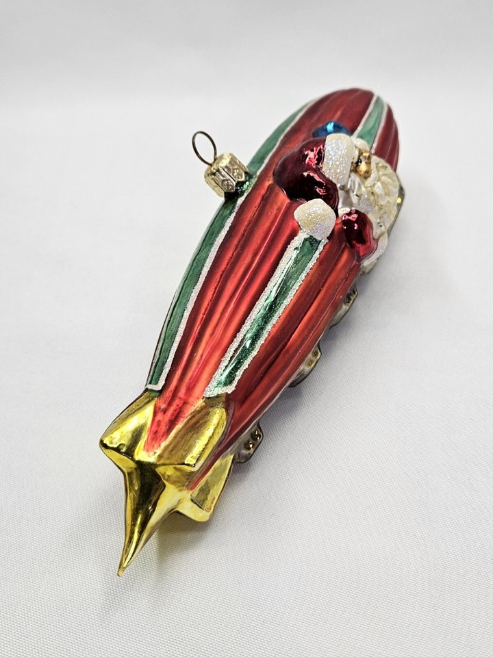 Rare Vtg Christopher Radko Blown Glass Ornament Santa and Reindeer ...