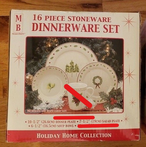 Merry Brite 3pc Christmas Dish Dinner & Salad Plates & Bowl Dinnerware ...