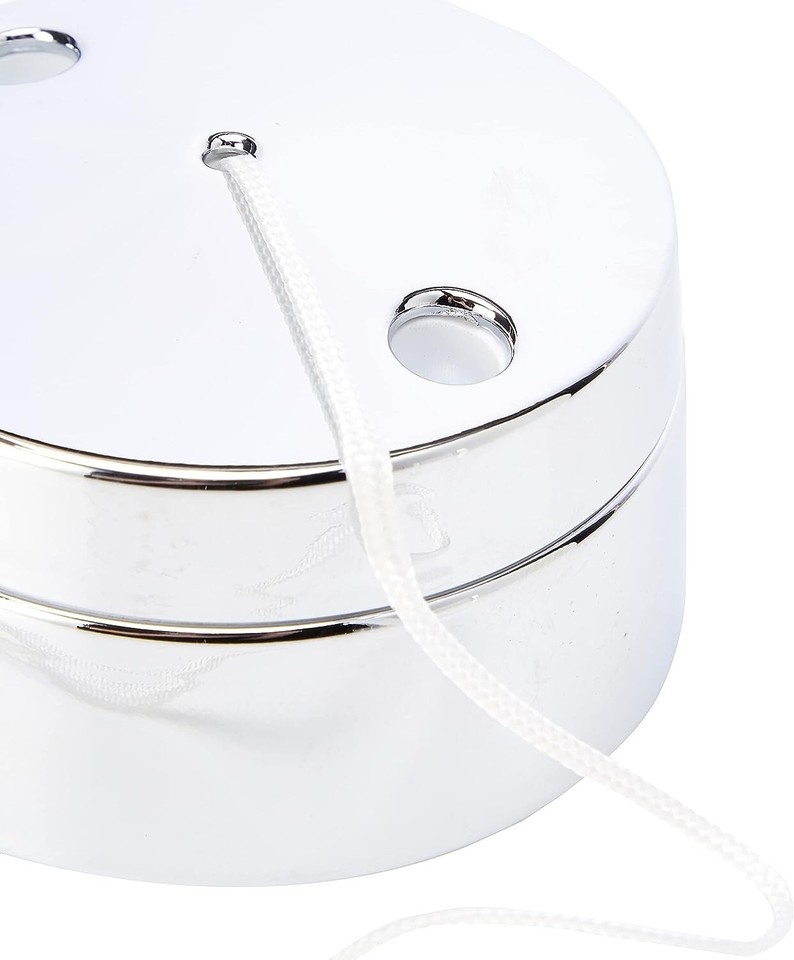 Chrome Pull Cord Light Switch Bathroom Ceiling Round On/Off Pullcord ...