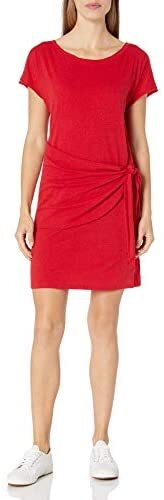 Skinnygirl Womens Deborah Mock Wrap Knot Tie Short Sleeve Dress Garnet ...