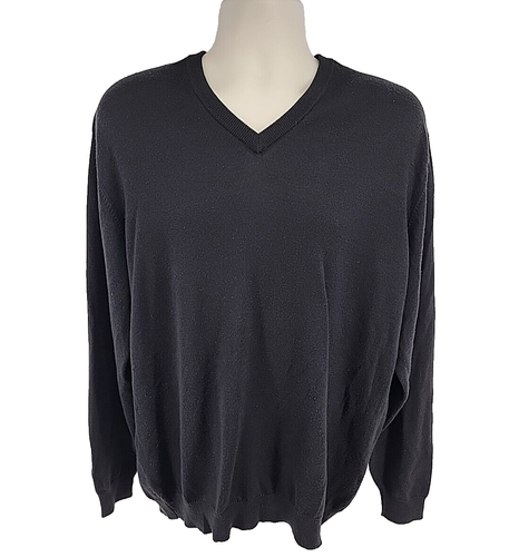 Peter Scott Sweater Wool Silk Blend Men's XL Black Scotland V-Neck | eBay