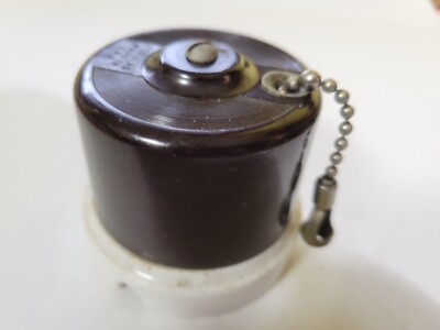 Antique Perkins Pull String Inline Light Switch Porcelain Bakelite Pat ...