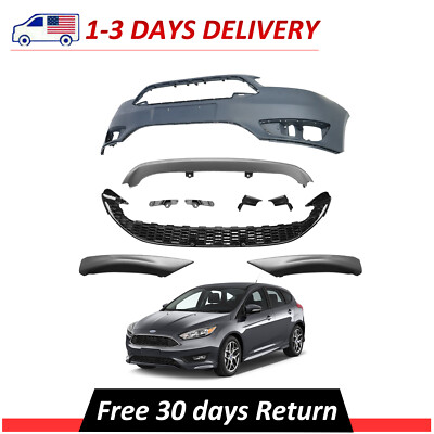 For 2015-2018 Ford Focus 5 pcs Front Bumper Cover with Lower Grille ...