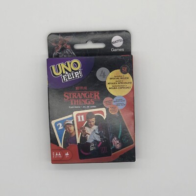 UNO Flip! Stranger Things Card Game Mattel 112 Cards 2-10 Players Ages ...