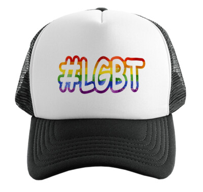 Rainbow #LGBT Trucker Hat Black/White Cap Gay Lesbian Equality Pride ...