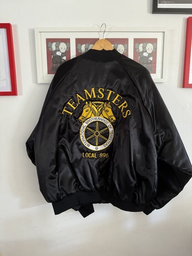 Teamsters Local 896 Union Jacket Black King Louie 3XL Satin Bomber Anti ...