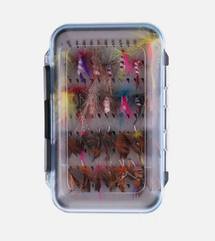 trout salmon fly fishing flies assortment tackle box with 64 fly ...