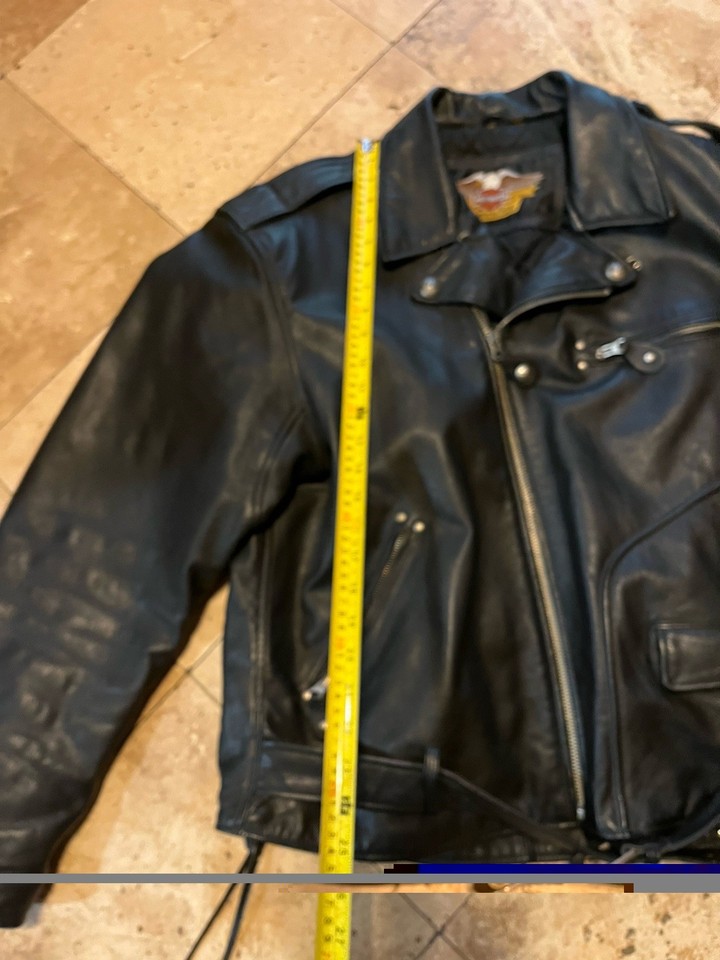 Vintage Harley Davidson Cruiser Jacket Leather Black Embossed Eagle XL ...