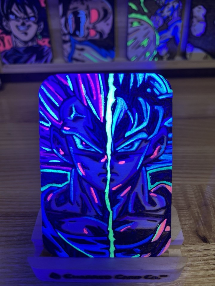 Custom Charred Ultra Instinct Goku and Ultra Ego Vegeta UV Light Wooden ...