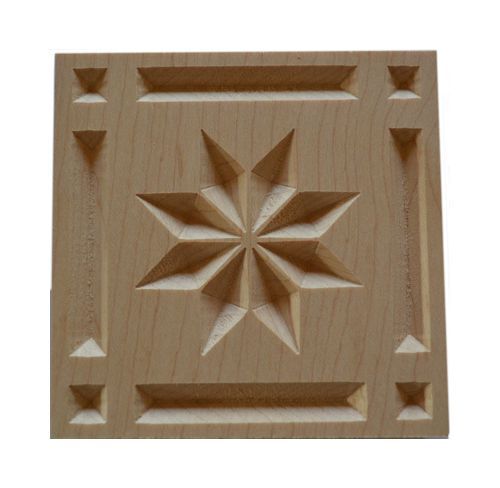 Wood Rosettes Corner Blocks 4 Plinth Blocks, Antique Bullseye