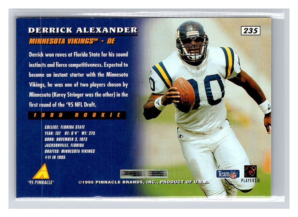1995 Pinnacle Derrick Alexander Rookie #235 | eBay
