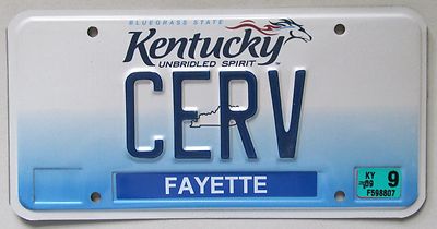 Kentucky 2009 VANITY License Plate CERV | eBay