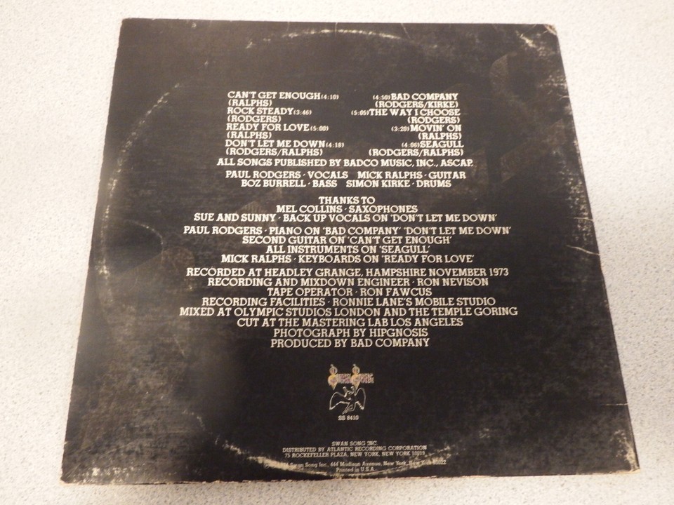 BAD COMPANY~SELF-TITLED 1st ALBUM~RARE ORIG '74 SWAN SONG LP SS-8410 | eBay