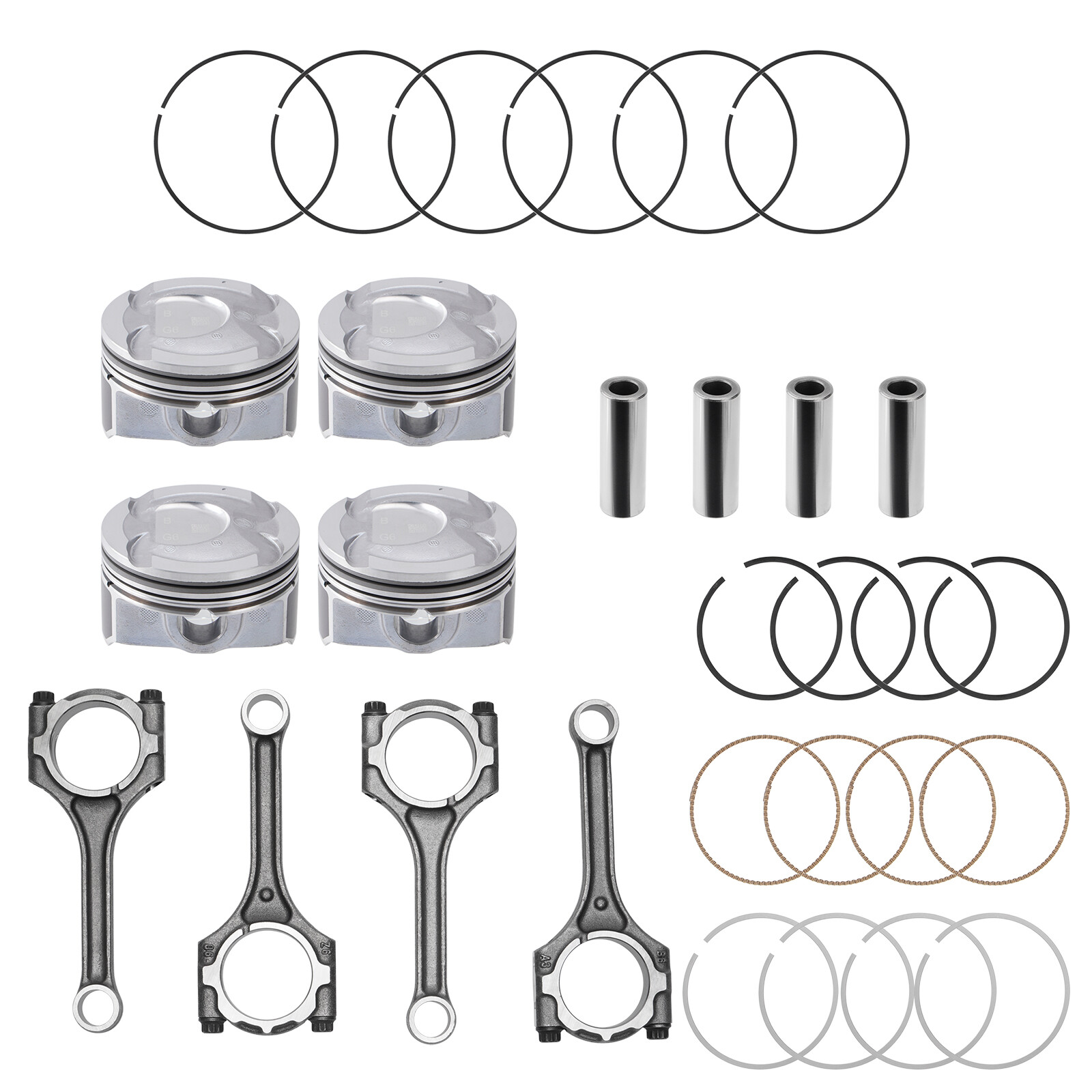 Connecting Rod & Pistons & Rings Kit For Hyundai Kia Accent Rio 1.6L ...